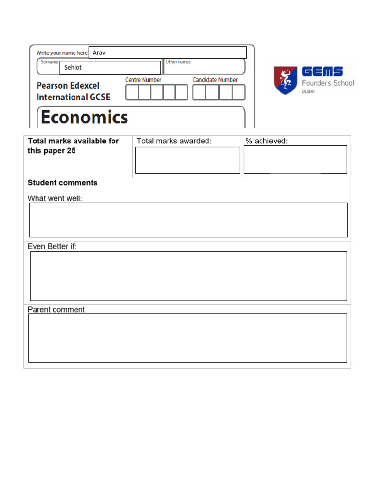Grade 10 Economics Assessment Questions | PDF | Labour Economics ...