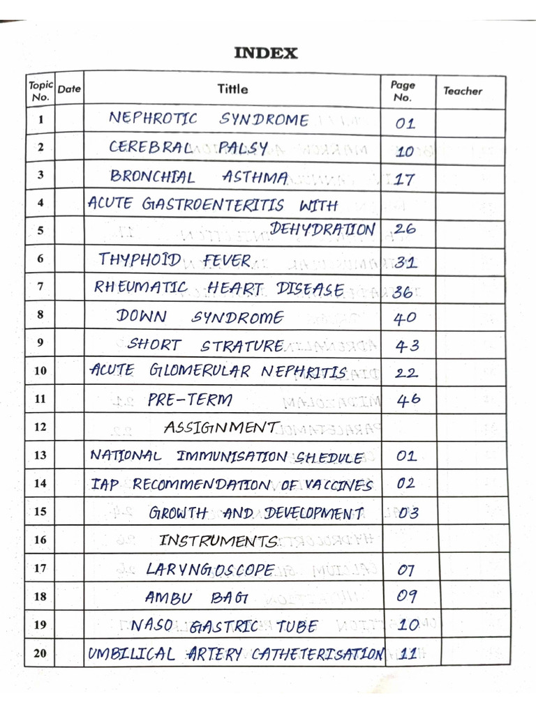 Paediatric Record | PDF