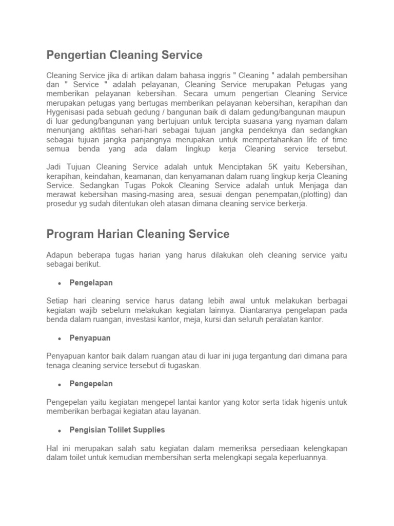 Pengertian Cleaning Service | PDF