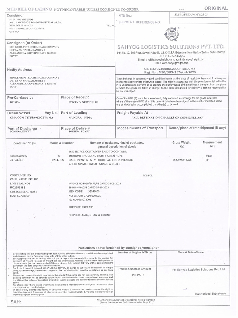 Draft HBL | PDF