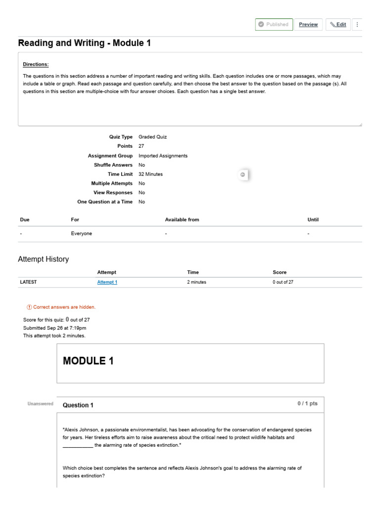 Reading and Writing - Module 1 - SAT Digital Questions Set B | PDF ...