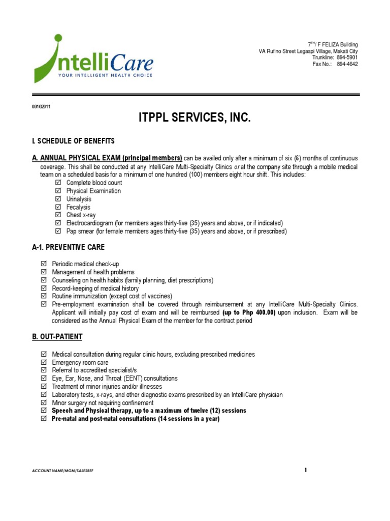 ITPPL HMO - Intellicare | PDF | Physical Examination | Miscarriage