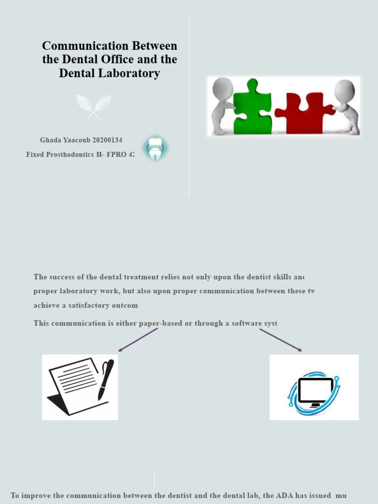 Dental Office-Lab Communication Guide | PDF | Dentistry | Dentist