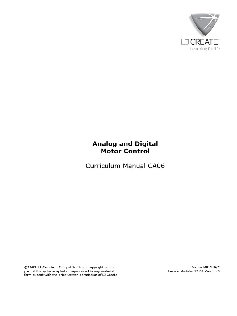 Analog and Digital Motor Control Curriculum Manual CA06 - LJ Create ...