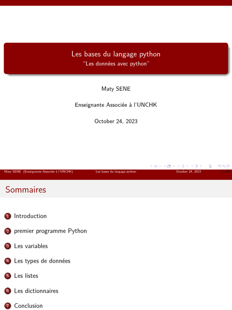 Séquence1-Les Bases - Du - Langage - Python | PDF | Python (Langage de programmation) | Variable ...