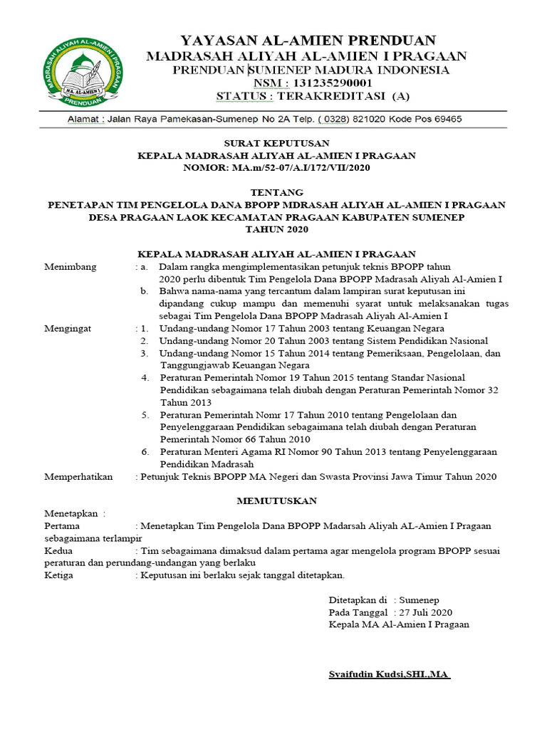 Surat Keputusan | PDF