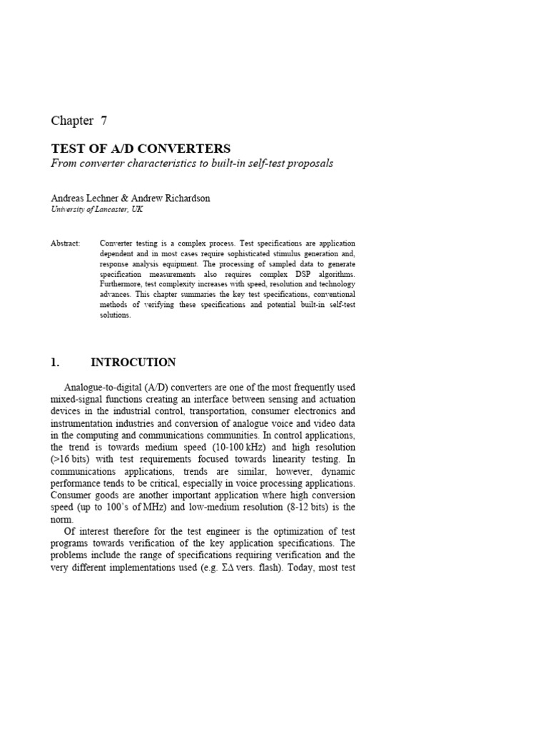 ADC Test Book Final | PDF | Analog To Digital Converter | Signal To ...