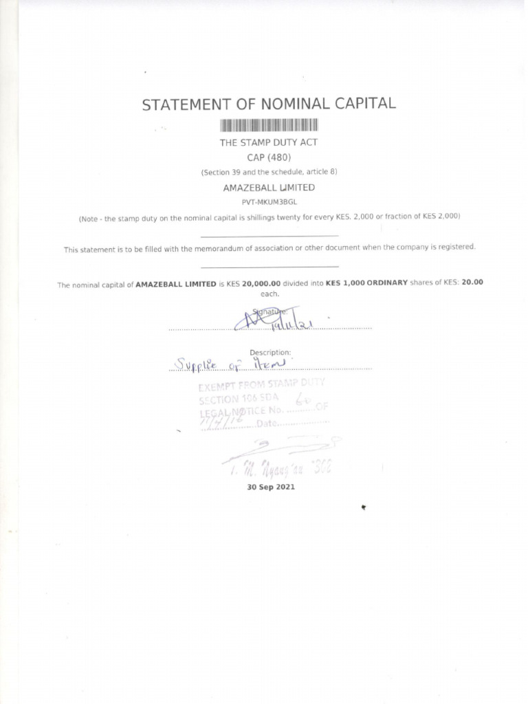 Statement of Nominal | PDF