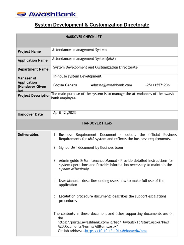 Handover Doc-SAMS Updated | PDF | Databases | Application Software