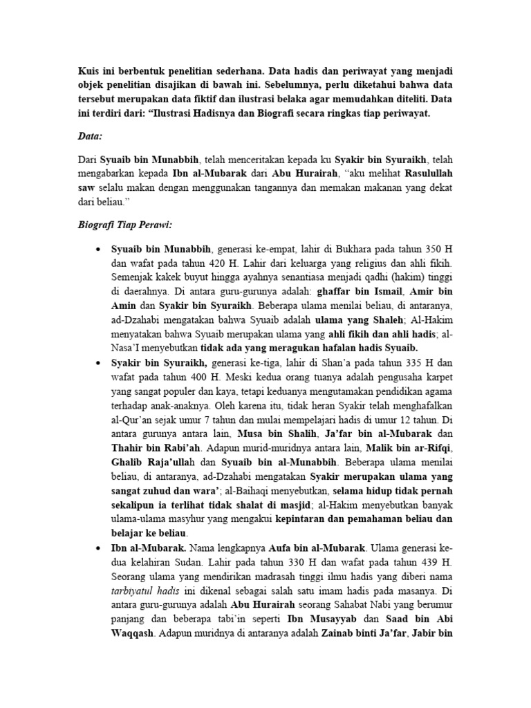Analisis Hadis dan Biografi Perawi | PDF | Agama & Spiritualitas