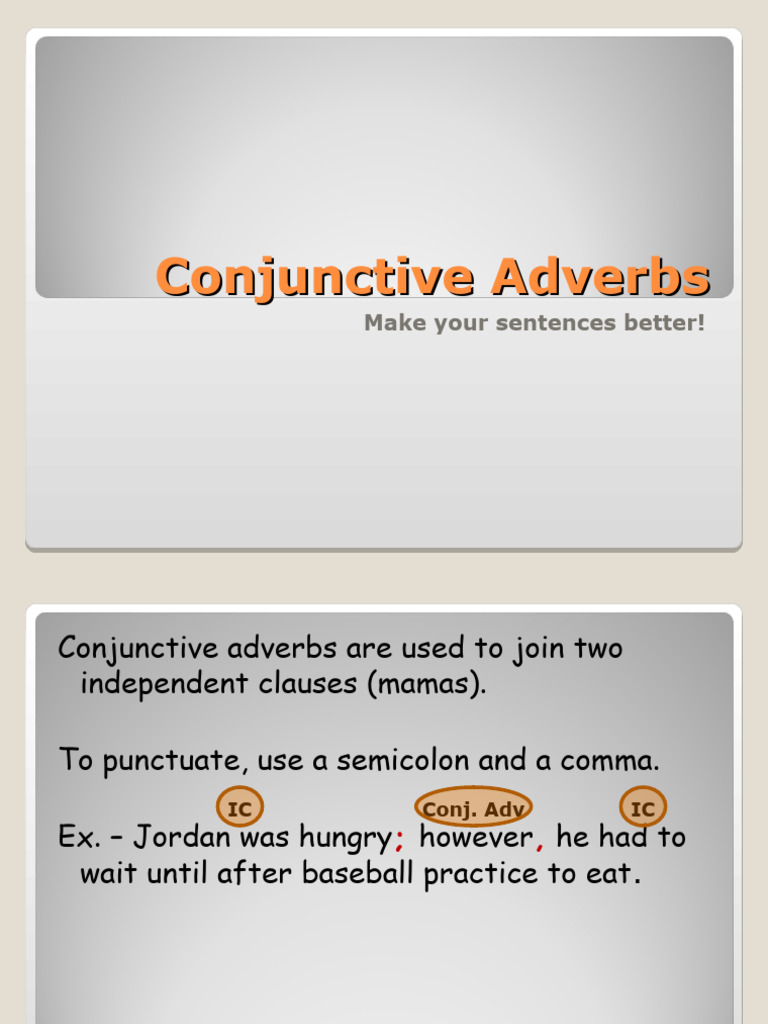 Conjunctive Adverbs for Students | PDF | Language Arts & Discipline ...