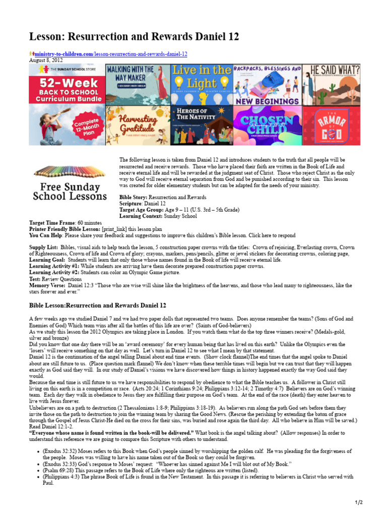 Resurrection and Rewards in Daniel 12 | PDF | Last Judgment | Jesus