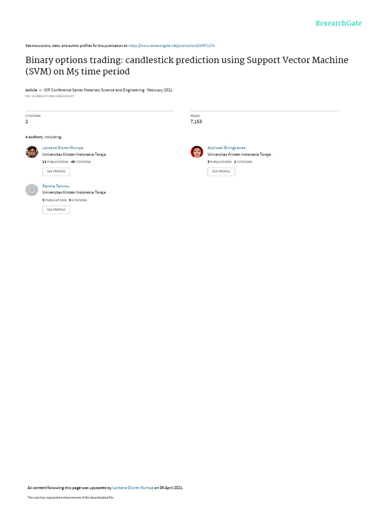 SVM for Binary Options Candlestick Prediction | PDF | Support Vector Machine | Machine Learning