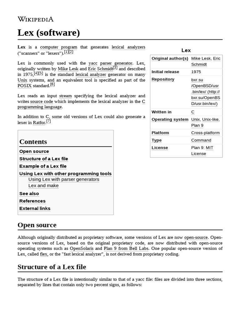 Lex (Software) | PDF | Parsing | Implementation