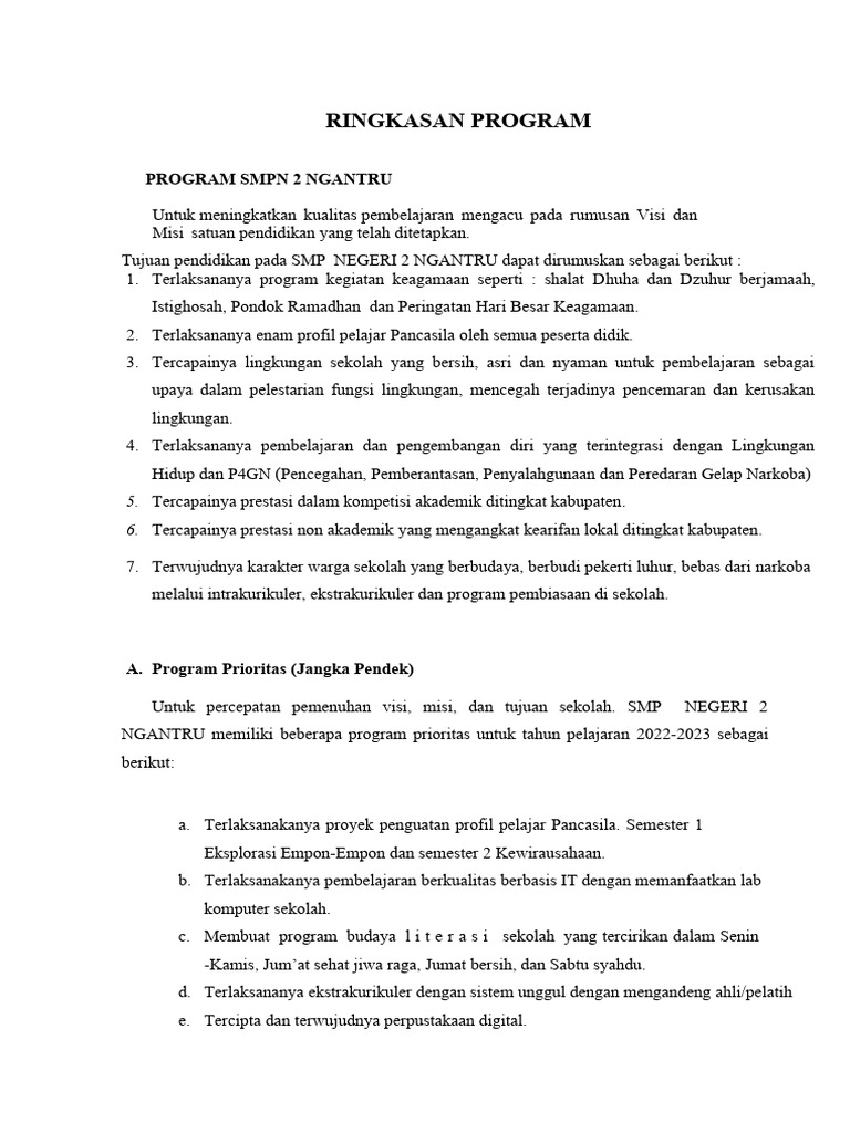 Ringkasan Program & Kesimpulan | PDF