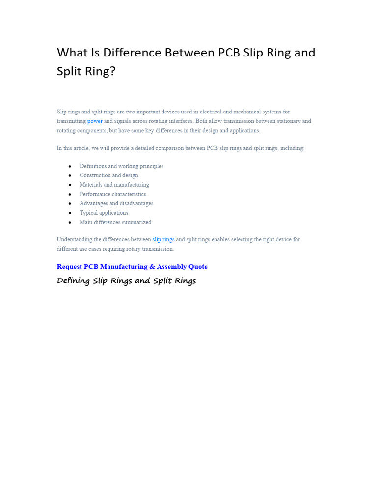 What Is Difference Between PCB Slip Ring and Split Ring | PDF | Printed ...