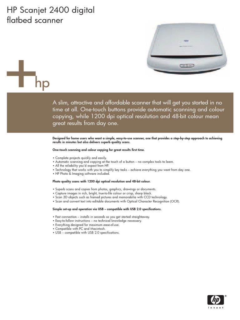 HP Scanjet 2400 | PDF | Image Scanner | Mac Os