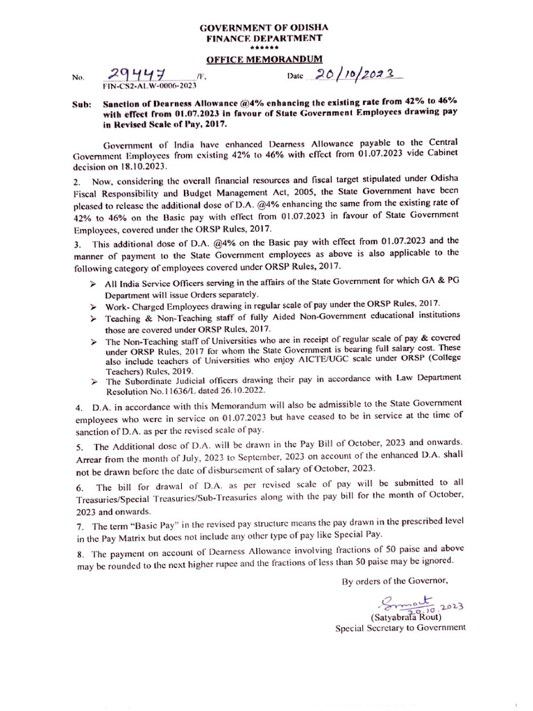 Department Will Issue Orders Separatcly.: Office Memorandum | PDF ...