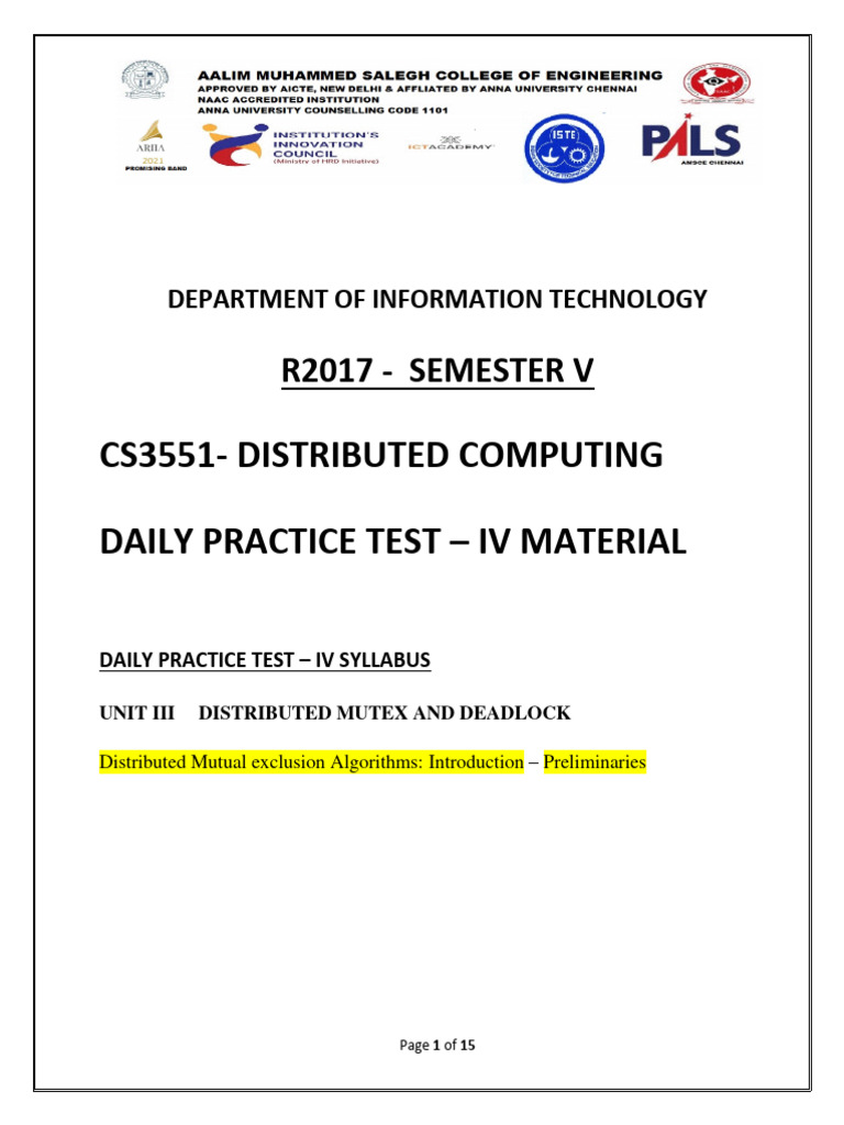 CS3551 - DC - DPT - Iv - Q and A Unit - Iii Notes (2 - Topics) | PDF ...