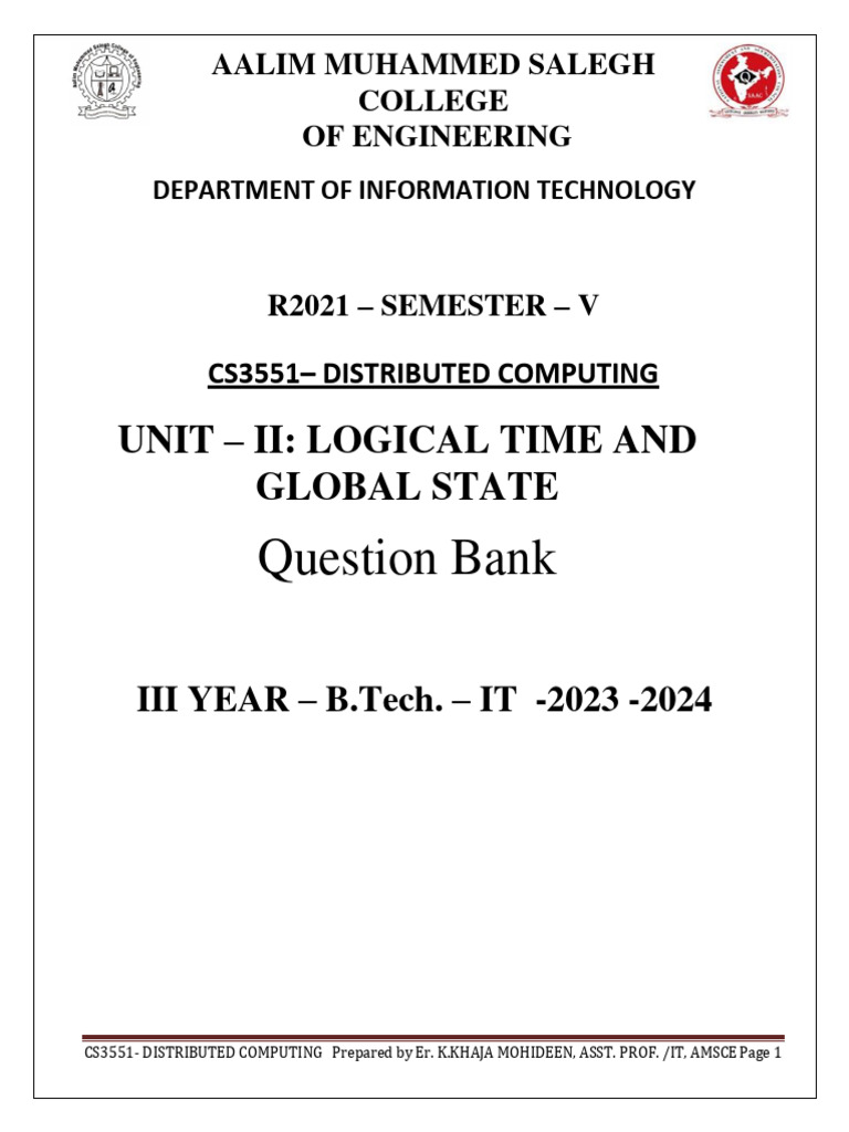 CS3551 DC - Unit - Ii Qbank Final With Answers | PDF | Distributed Computing | Communication