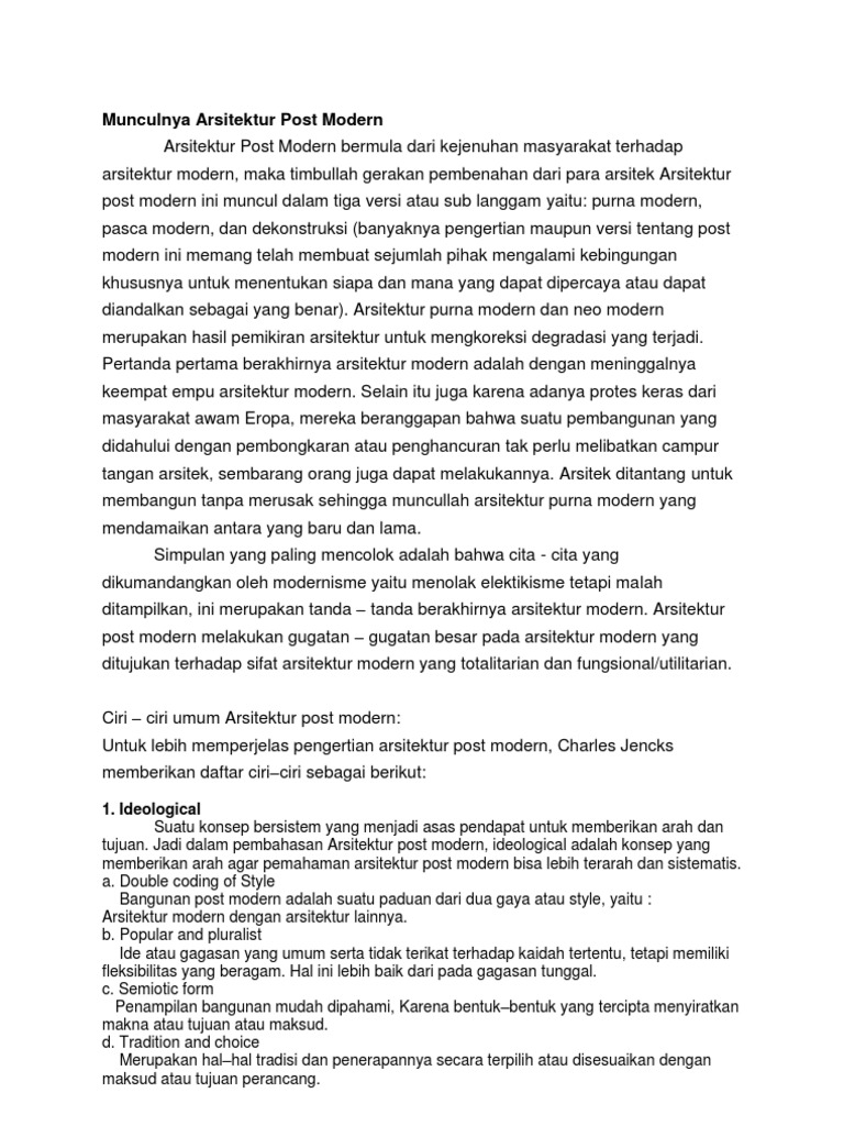 Evolusi Arsitektur Post Modern | PDF | Sejarah