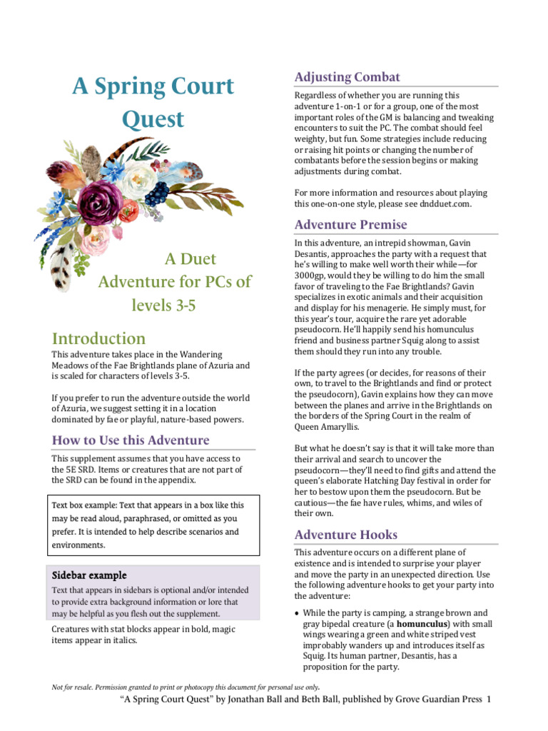 A Spring Court Quest Preview 1 | PDF