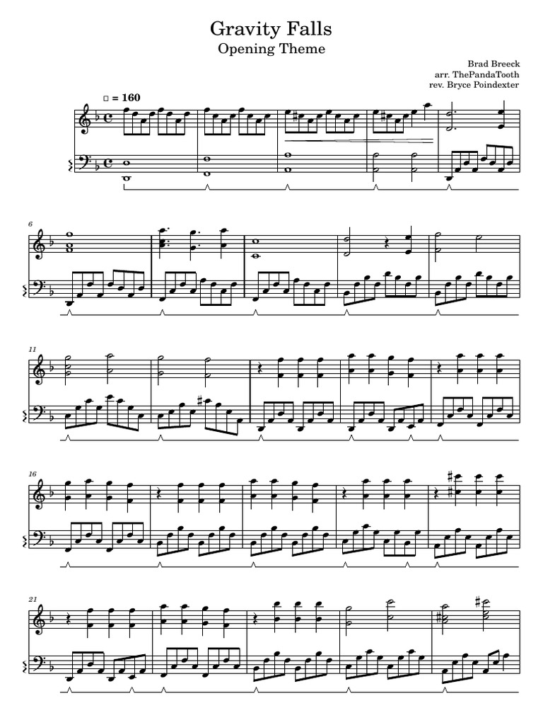 Gravity Falls Theme Sheet Music | PDF