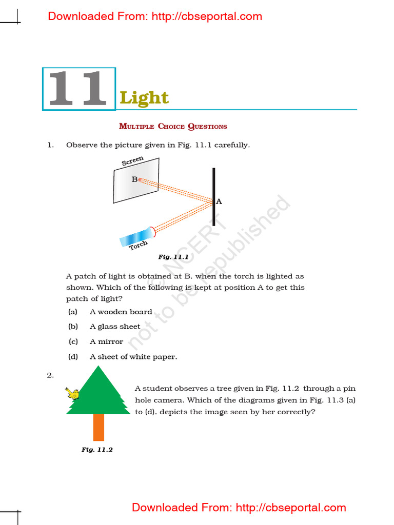 NCERT Exemplar Problems From Class 6 Science Light | PDF | Shadow | Light NCERT Exemplar Problems From Class 6 Science Light | PDF | Shadow | Light