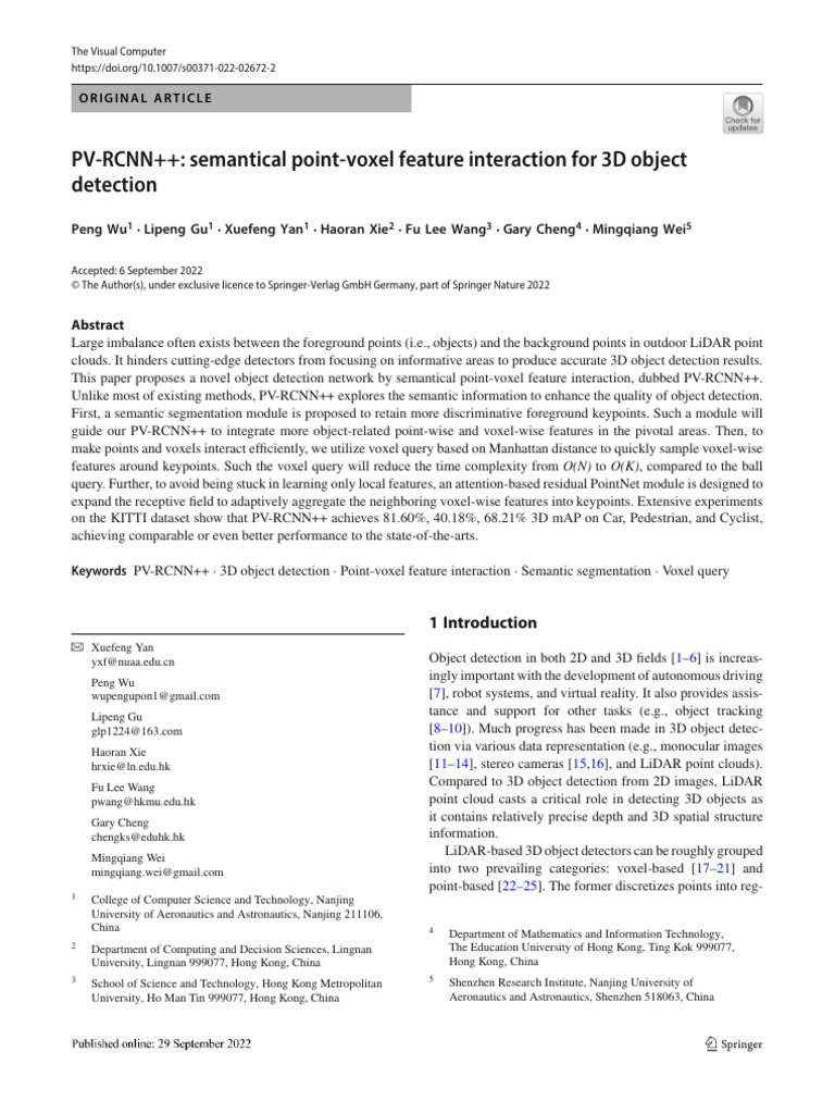 Wu Gu Et Al 2022 Pv Rcnn Semantical Point Voxel Feature Interaction For 3d Object Detection