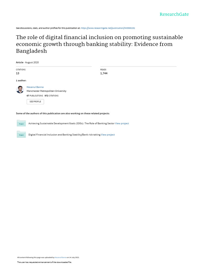 The Role of Digital Financial Inclusion On Promoting Sustainable ...