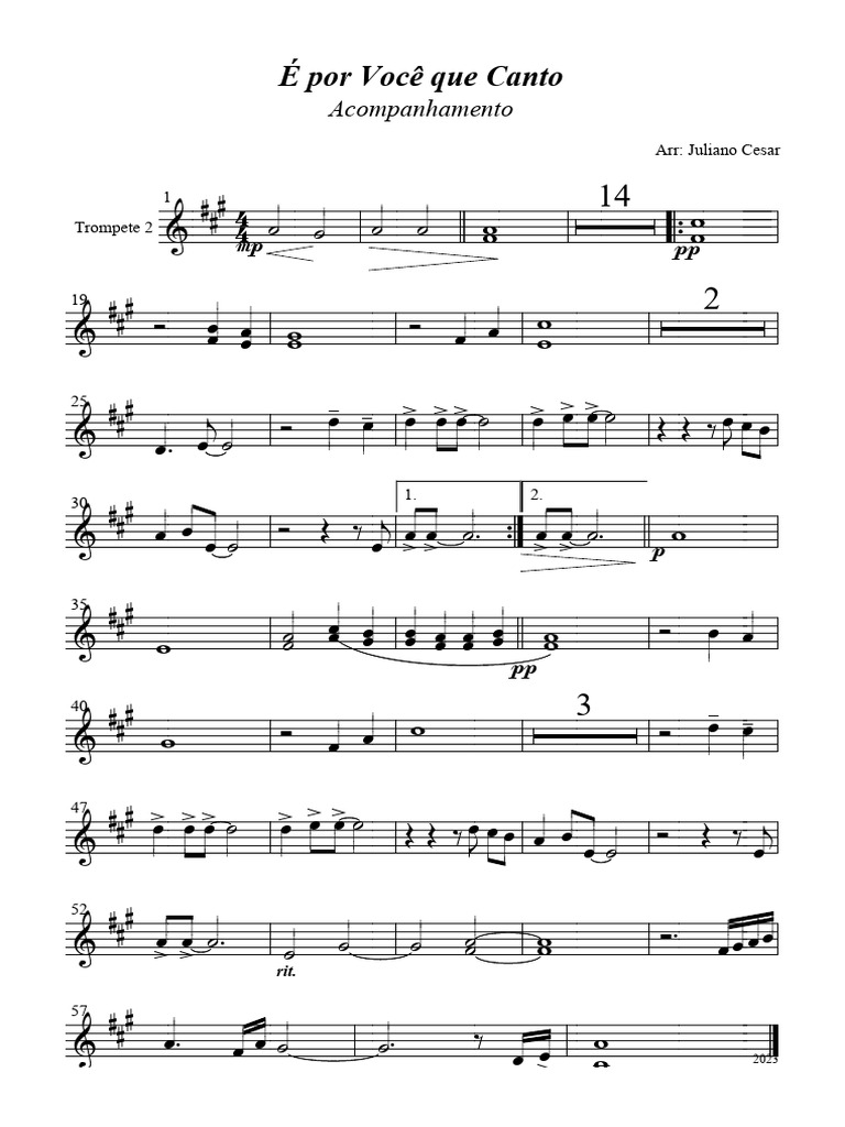 É por voce que canto - Trompete 2 | PDF
