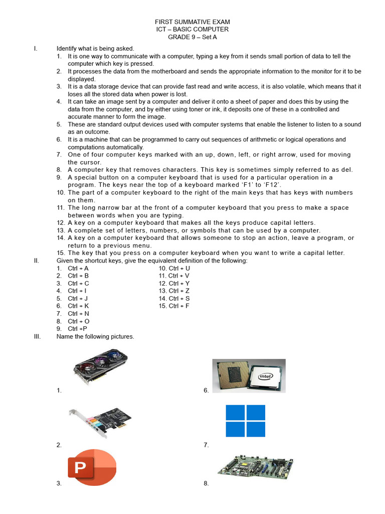First Summative Ict | PDF | Control Key | Computer Keyboard First Summative Ict | PDF | Control Key | Computer Keyboard