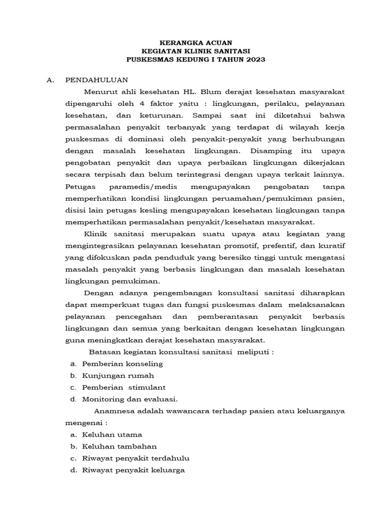 Klinik Sanitasi Puskesmas Kedung I 2023 | PDF | Pengembangan Diri