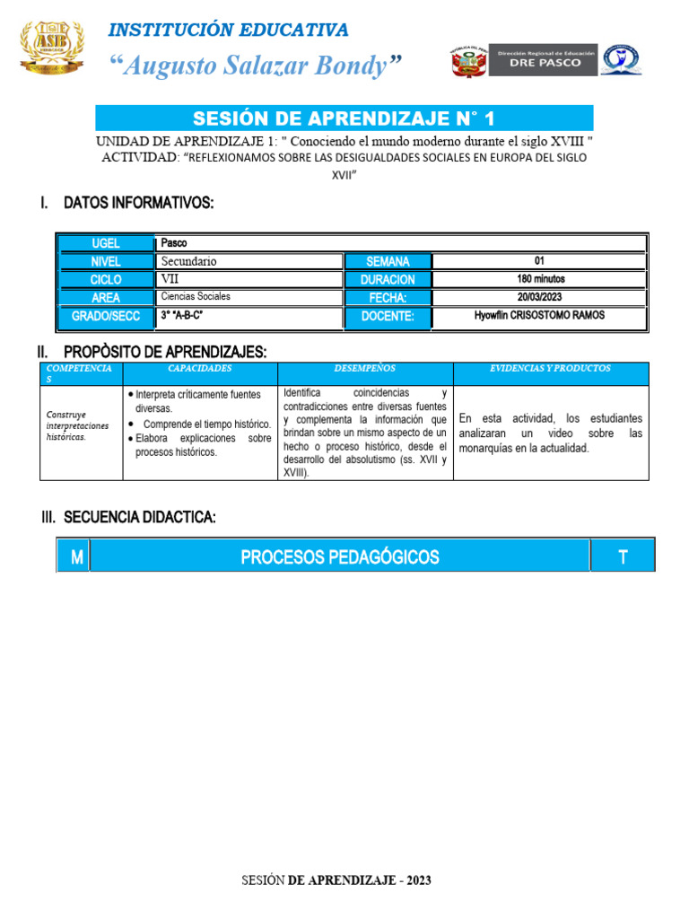 Sesion CCSS 3° Sec-Semana 25 | PDF | Maestros | Evaluación
