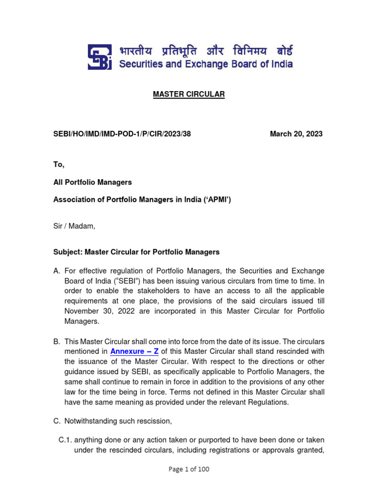 PMS Master Circular | PDF | Derivative (Finance) | Securities (Finance)