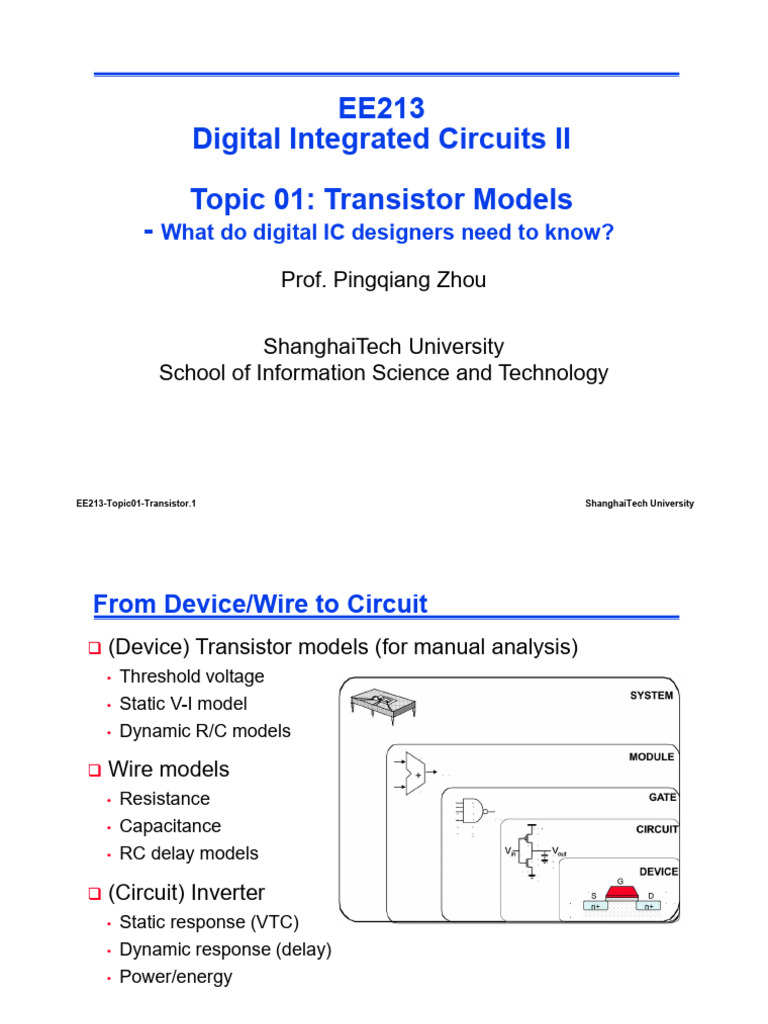 EE213 Topic01 Transistor | PDF | Mosfet | Field Effect Transistor