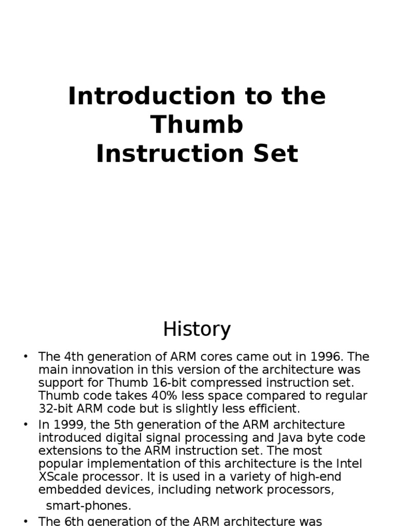 ARM Thumb Instruction Set Guide | PDF | Arm Architecture | Instruction Set