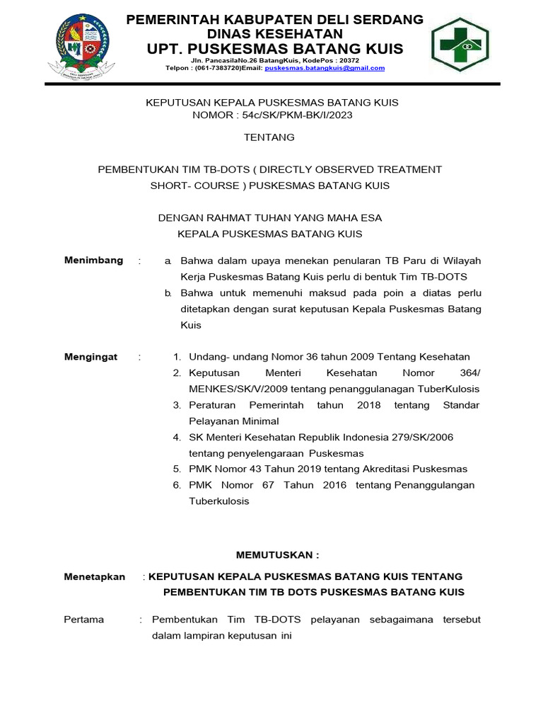 4.4.1 C (R) SK Tim TB Dots Batang Kuis | PDF