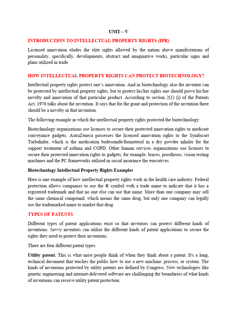 BT & Bs Unit-V Modified | PDF | World Intellectual Property ... BT & Bs Unit-V Modified | PDF | World Intellectual Property ...