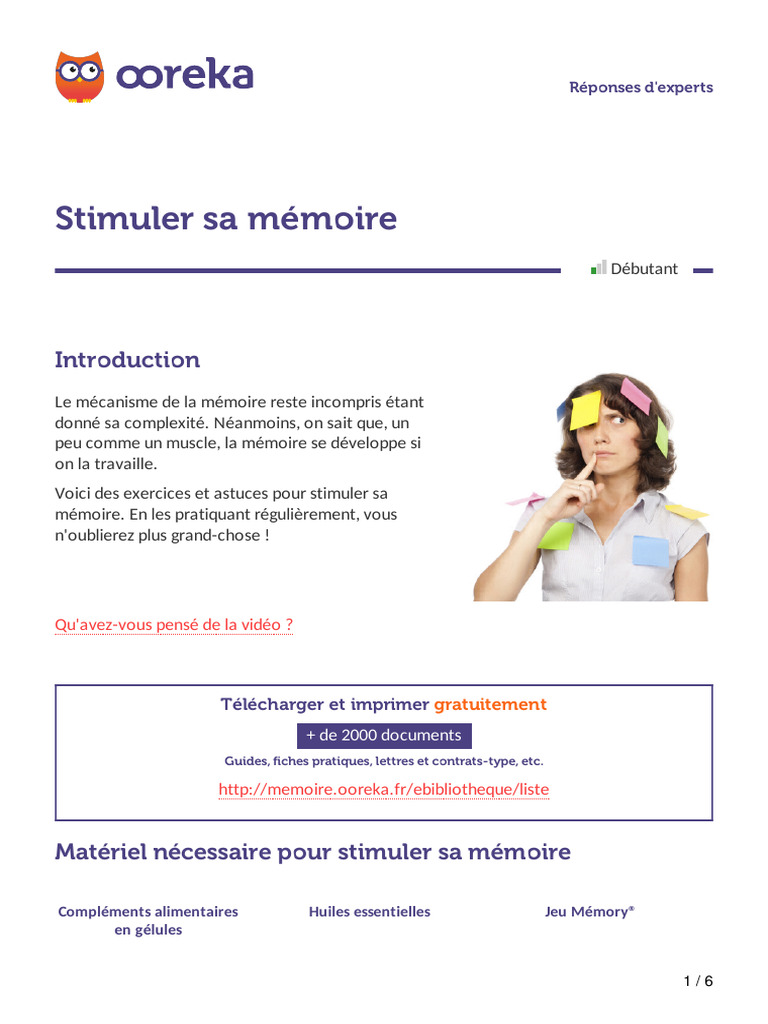 Fiche Stimuler Sa Mem | PDF | Romarin | Mémoire