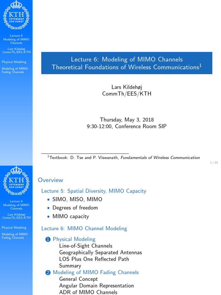 MIMO Channel Modeling Lecture | PDF | Mimo | Wireless