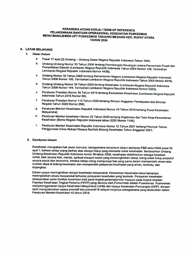 TOR Dan Surat Pernyataan Komdat | PDF