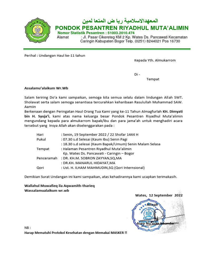 Undangan Haul 11 Umum | PDF