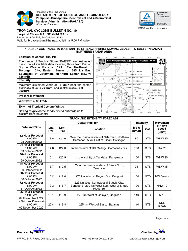 Paeng SWB#10 | PDF | Tropical Cyclones | Weather Events Paeng SWB#10 | PDF | Tropical Cyclones | Weather Events