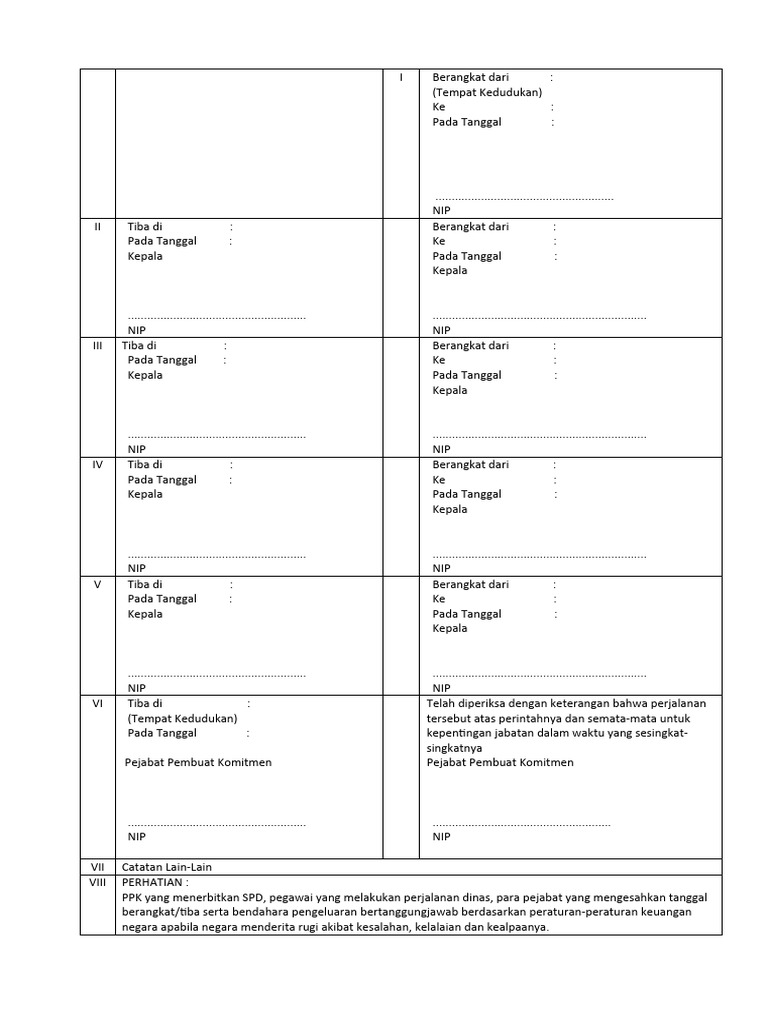 Blangko SPD Belakang Dalam Negeri | PDF