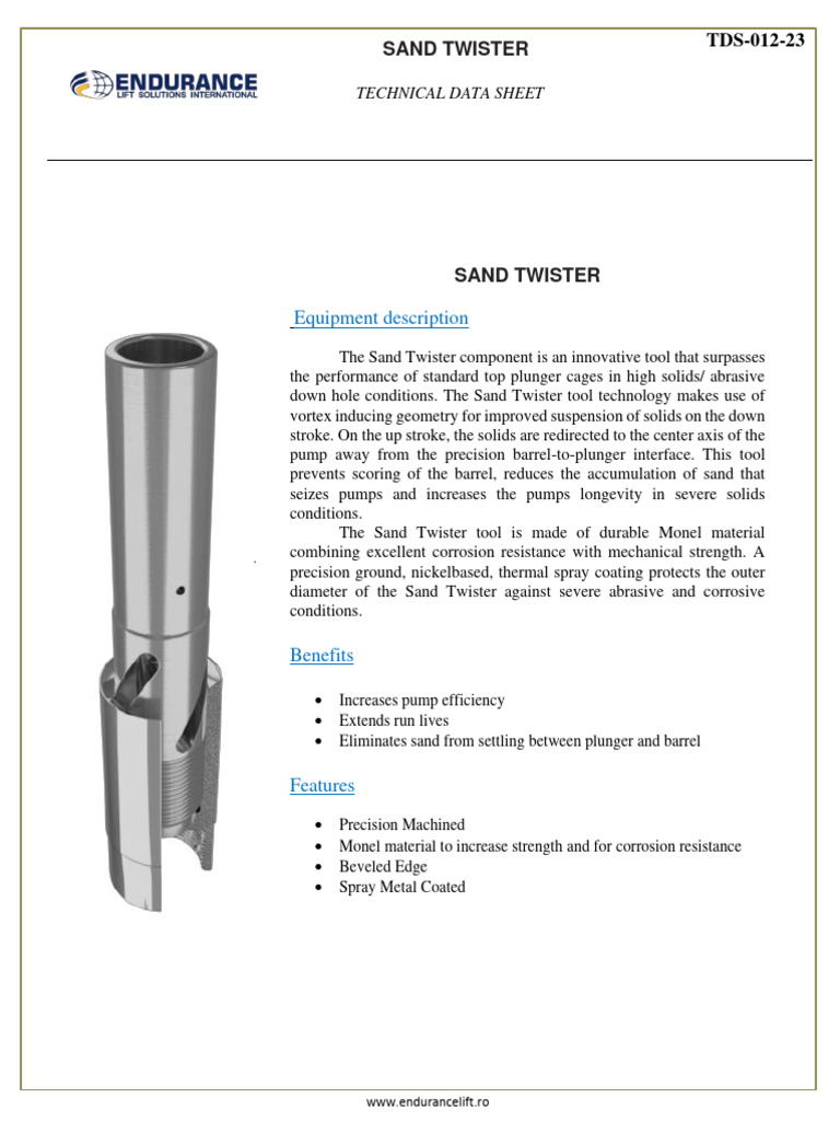 Sand Twister Technical Data Sheet | PDF