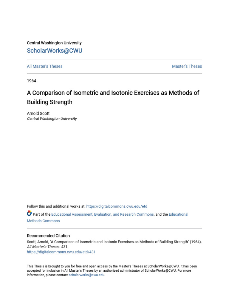 A Comparison of Isometric and Isotonic Exercises As Methods of Bu | PDF ...