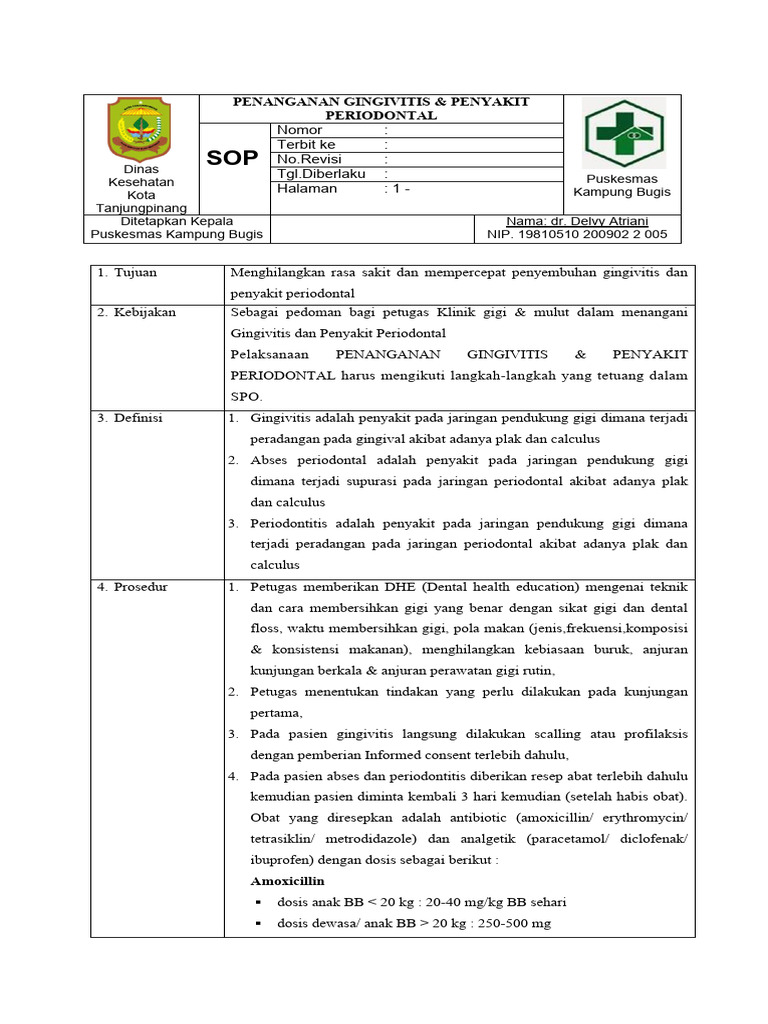 SOP Penanganan Gingivitis | PDF | Pengembangan Diri | Sains & Matematika