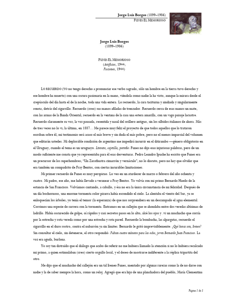 Funes El Memorioso (BORGES) | PDF