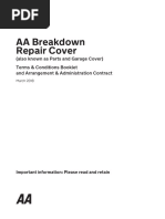AA Breakdown Cover Terms & Conditions | PDF | Insurance | Vehicle Insurance